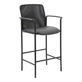 Scranton & Co 28.5" Modern Vinyl/Mesh Counter Stool with Arms in Black ...