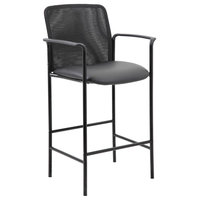 Scranton & Co 28.5" Modern Vinyl/Mesh Counter Stool with Arms in Black ...