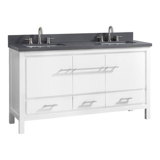 Azzuri Riley 60" Vanity, White With Gray Quartz Top - Transitional ...