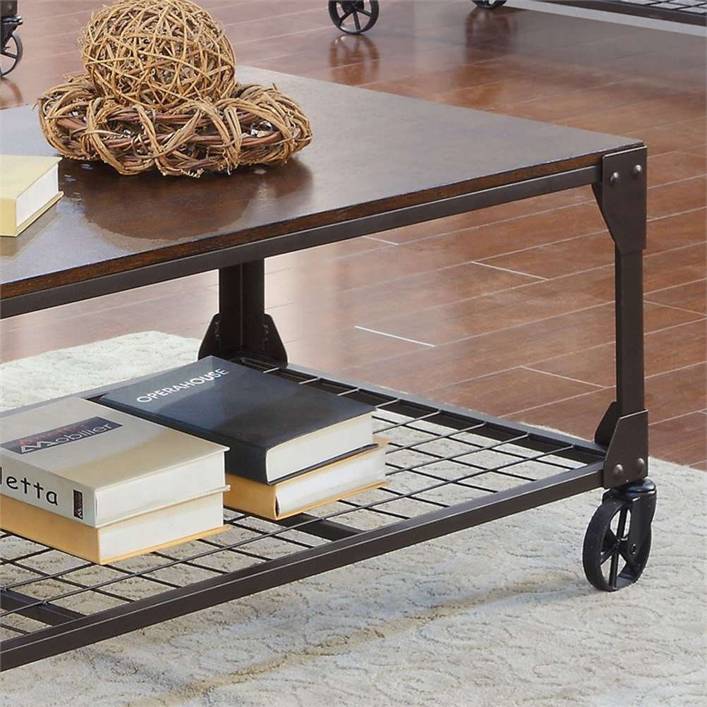 Bowery Hill Modern Metal Coffee Table with Casters in Black Finish ...