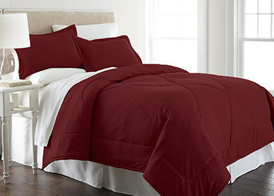 Wine Micro Flannel Comforter Set, Full/Queen - Contemporary ...