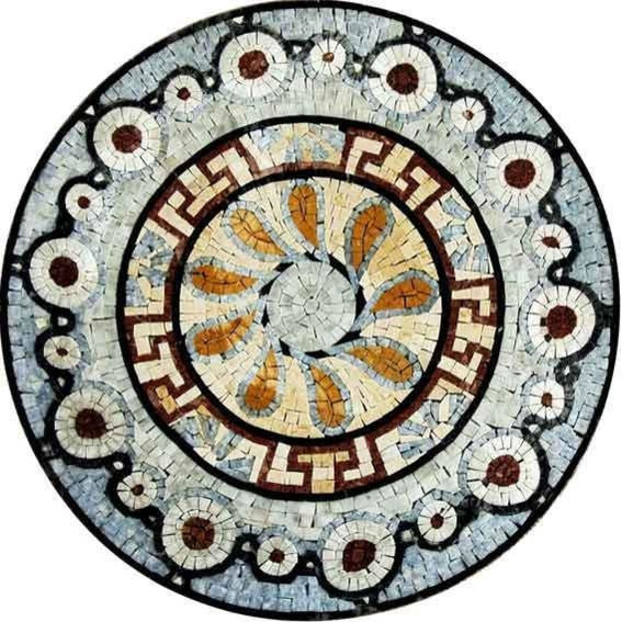 Greco-Roman Floral Mosaic, Gael, 24" x 24" - Contemporary - Tile Murals ...