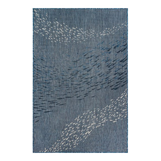 Carmel School Of Fish Indoor/Outdoor Rug, 7'10"x9'10" - Beach Style ...