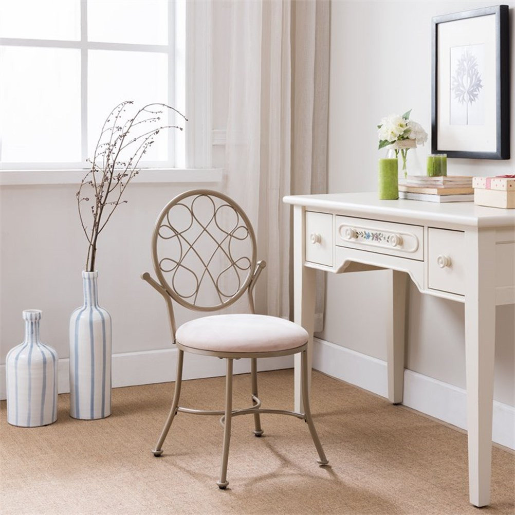 IN Room Furniture Designs Transitional Metal Vanity Chair in Champagne ...