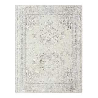 Ayla Beige Traditional Motif Waterproof Area Rug, 7'10" X 9'10 ...