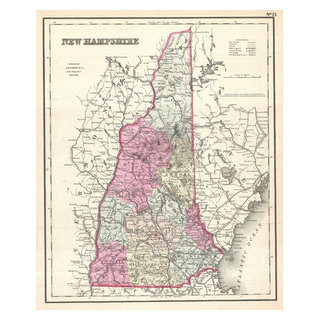 Map of New Hampshire, 1857, Peel & Stick Removable Wall Decal, 32"x40 ...