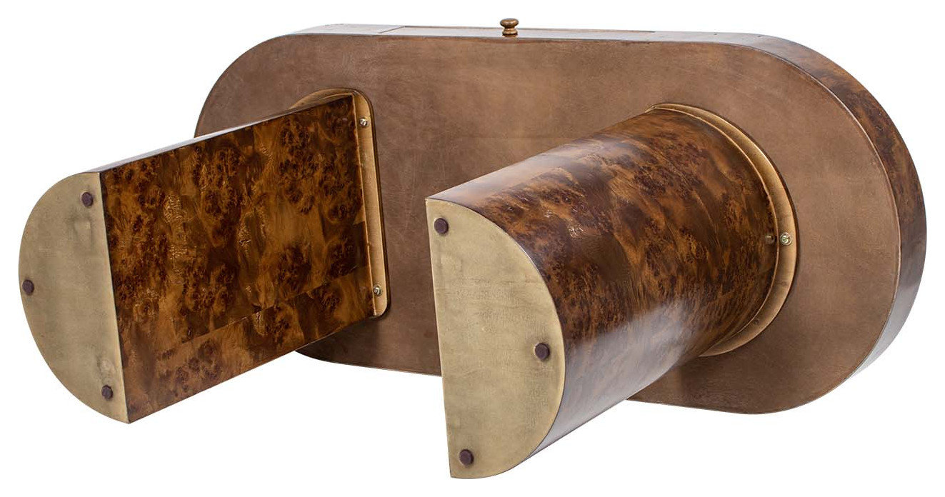 Jesse 55.5" Burl Wood Single Drawer Oval Computer Desk - Rustic - Desks ...