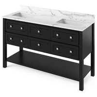 Adler 60" Black Double Undermount Sink Vanity With Quartz Top ...