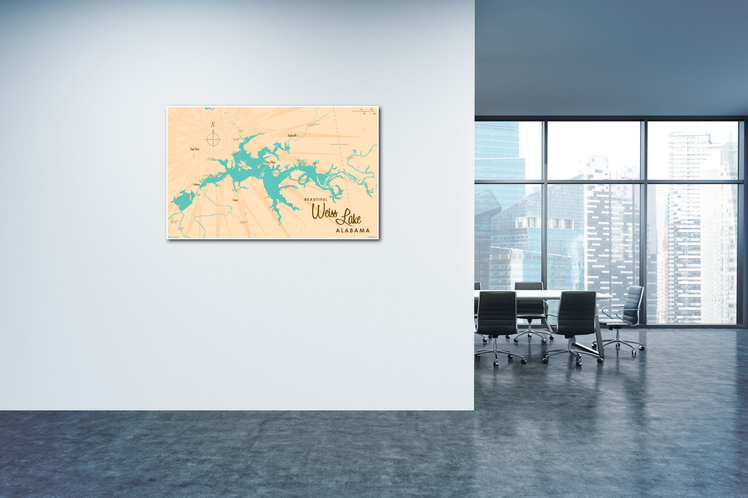 Lakebound Weiss Lake Alabama Map Art Print, 30"x45" - Contemporary ...
