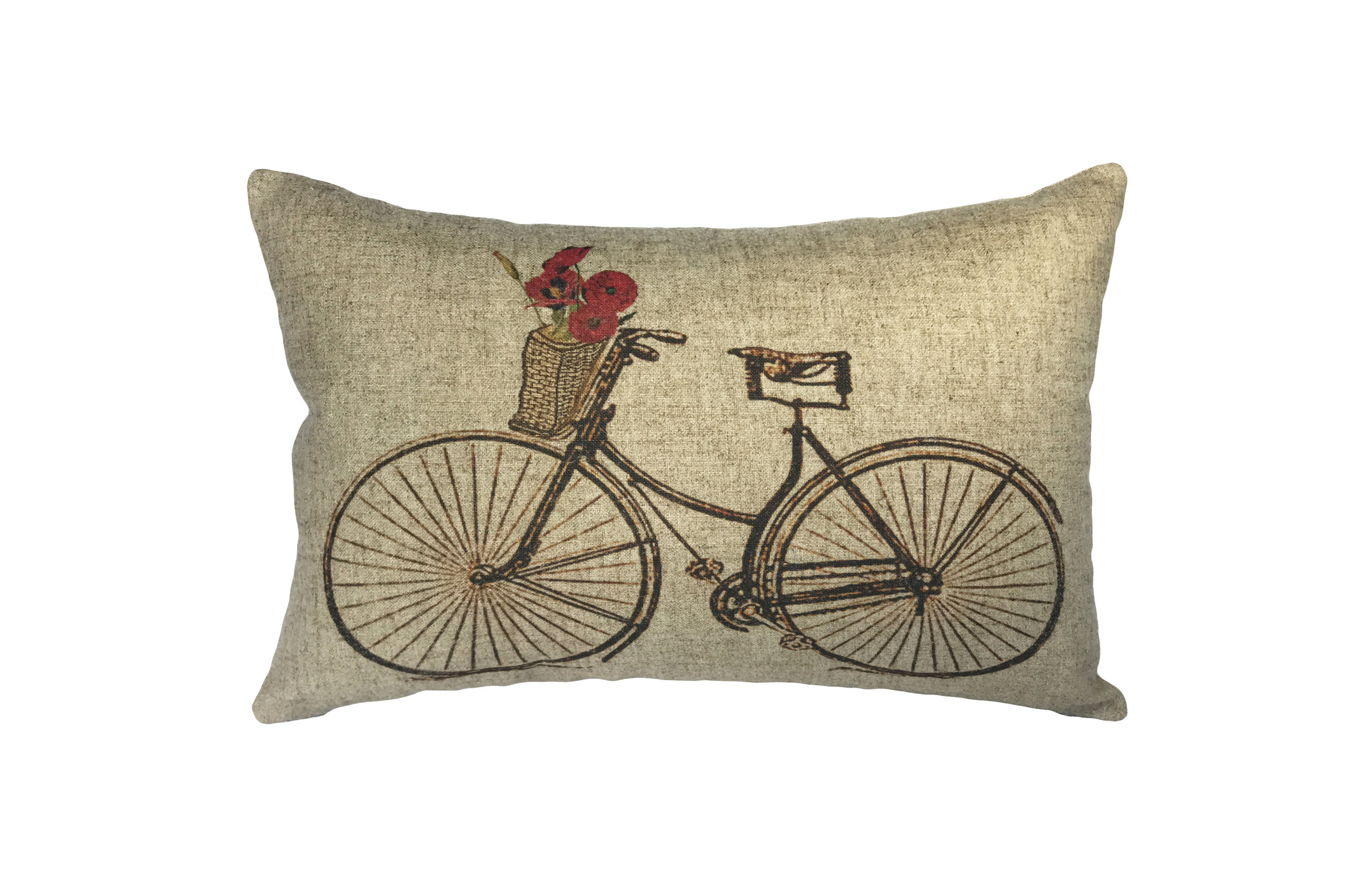 Floral Bike Linen Pillow, 18" x 12" - Contemporary - Decorative Pillows ...