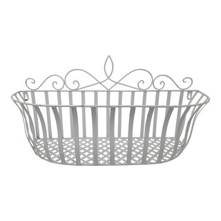 Antiqued White Wall Mounted Half Moon Planter, 24" - Traditional ...