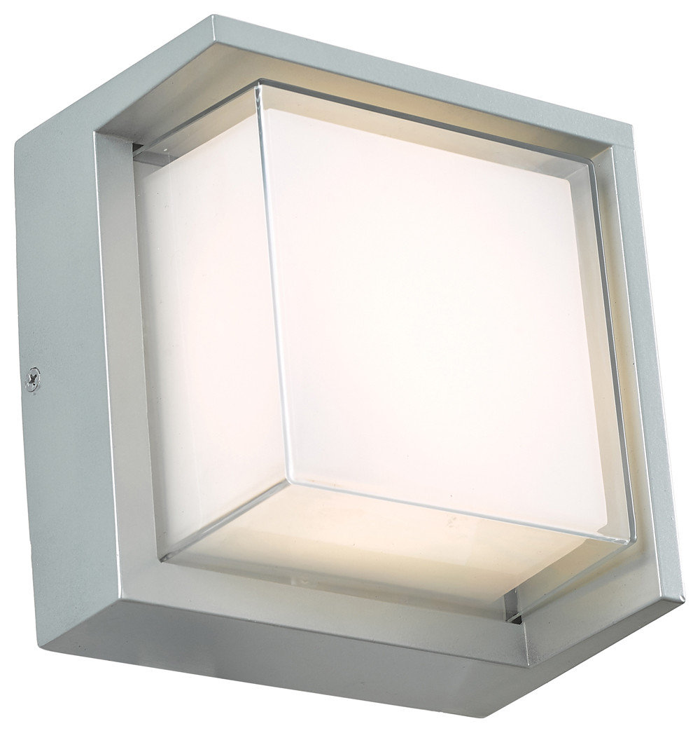 Geo Square Outdoor Wall Sconce, Hoods, Silica - Transitional - Outdoor ...