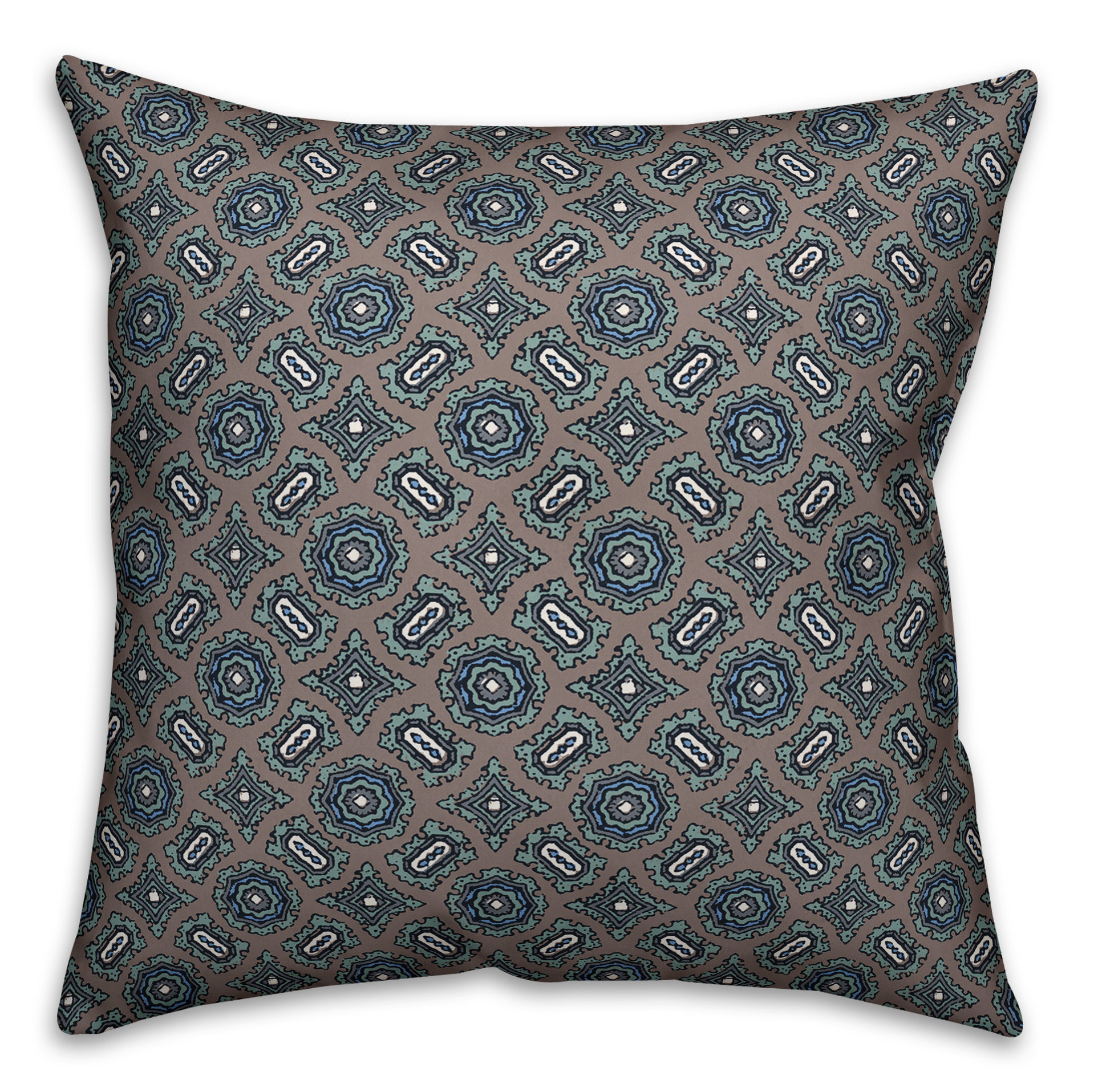 Mandala Pattern, Blue Throw Pillow Cover Cover, 16"x16" - Contemporary ...