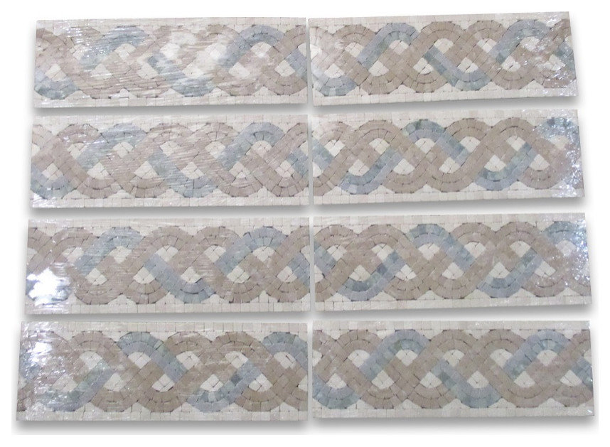 Marble Mosaic Border Listello Tile Triple Rope Verde 4x12 Tumbled, 1 ...