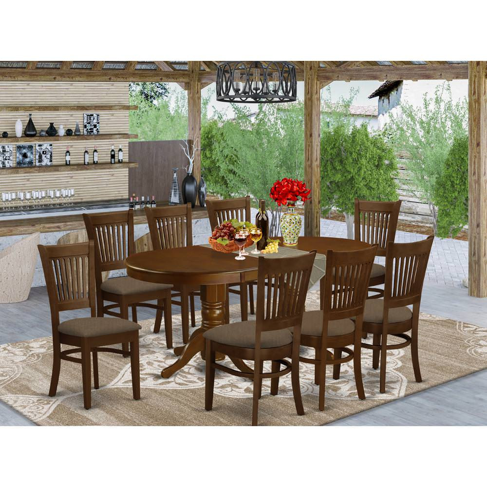 9 Pc Dining room set for 8 Dining Table with Leaf and 8 Dining Chairs ...