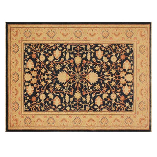Classic Ziegler Marcela Blue Tan Hand-Knotted Wool Rug - 5'3'' x 7'4 ...