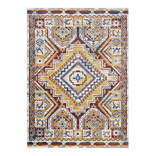 Florita Distressed Southwestern Aztec Area Rug - Vibrant Design Durable ...