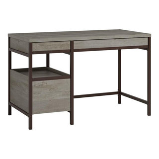 Sauder Manhattan Gate Engineered Wood Pedestal Desk in Mystic Oak ...