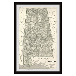 "Gray Alabama Map" Framed Painting Print, 8x12 - Contemporary - Prints ...