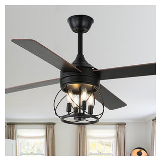 52" Farmhouse Wood Ceiling Fan with Remote and Light,6-Speed Rustic ...