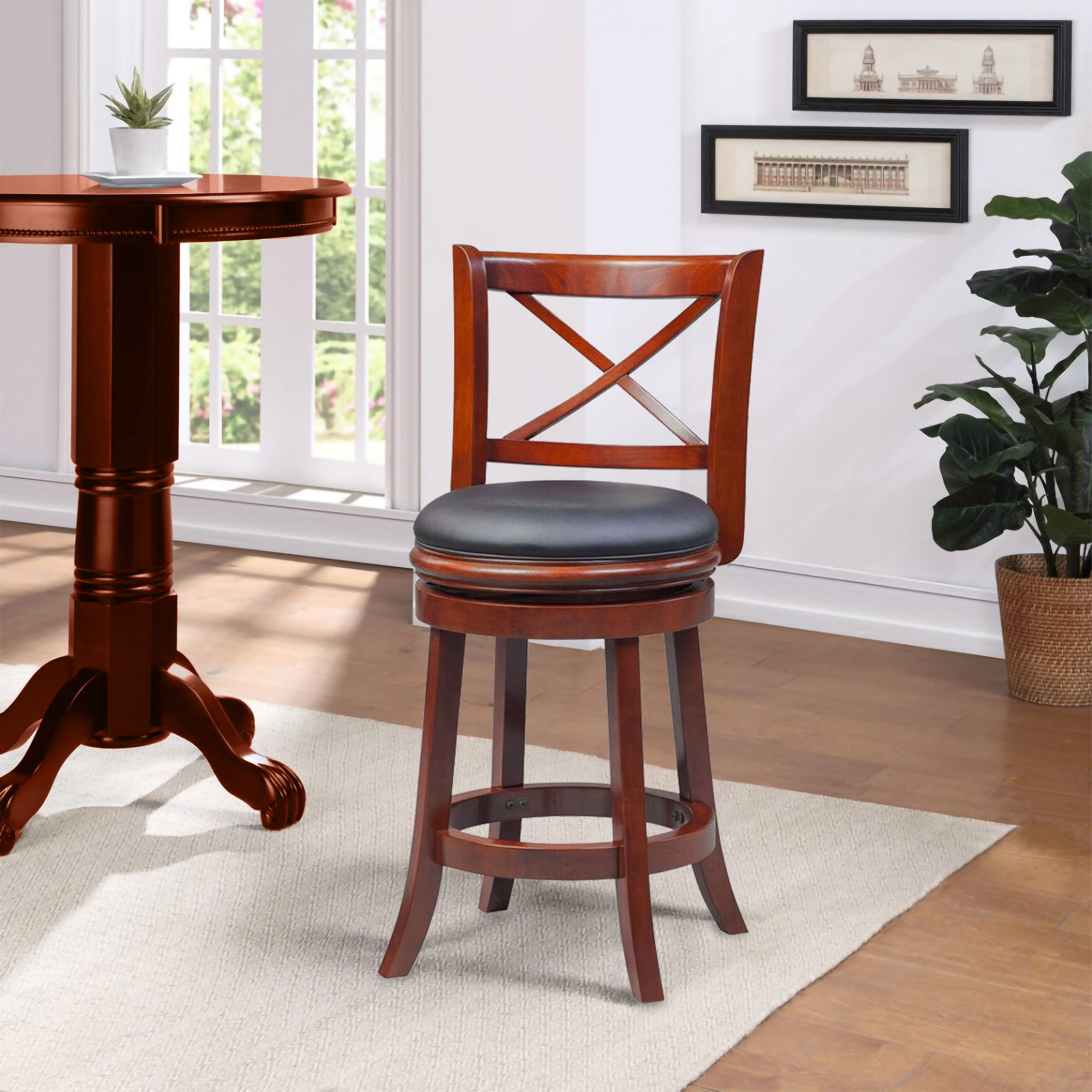 24" Georgia Swivel Stool, Cherry - Transitional - Bar Stools And ...