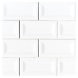 White Glossy 3X6 Inverted Beveled Tile - Contemporary - Wall And Floor ...
