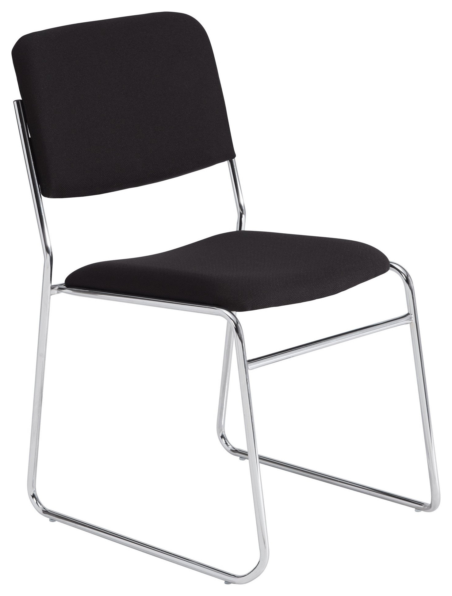 4 Pack Stackable Multipurpose Chair, Chrome Frame With Black Fabric ...