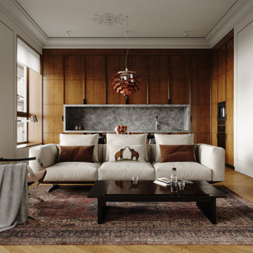 75 Mid-Century Modern Wall Paneling Living Room Ideas You'll Love - May ...