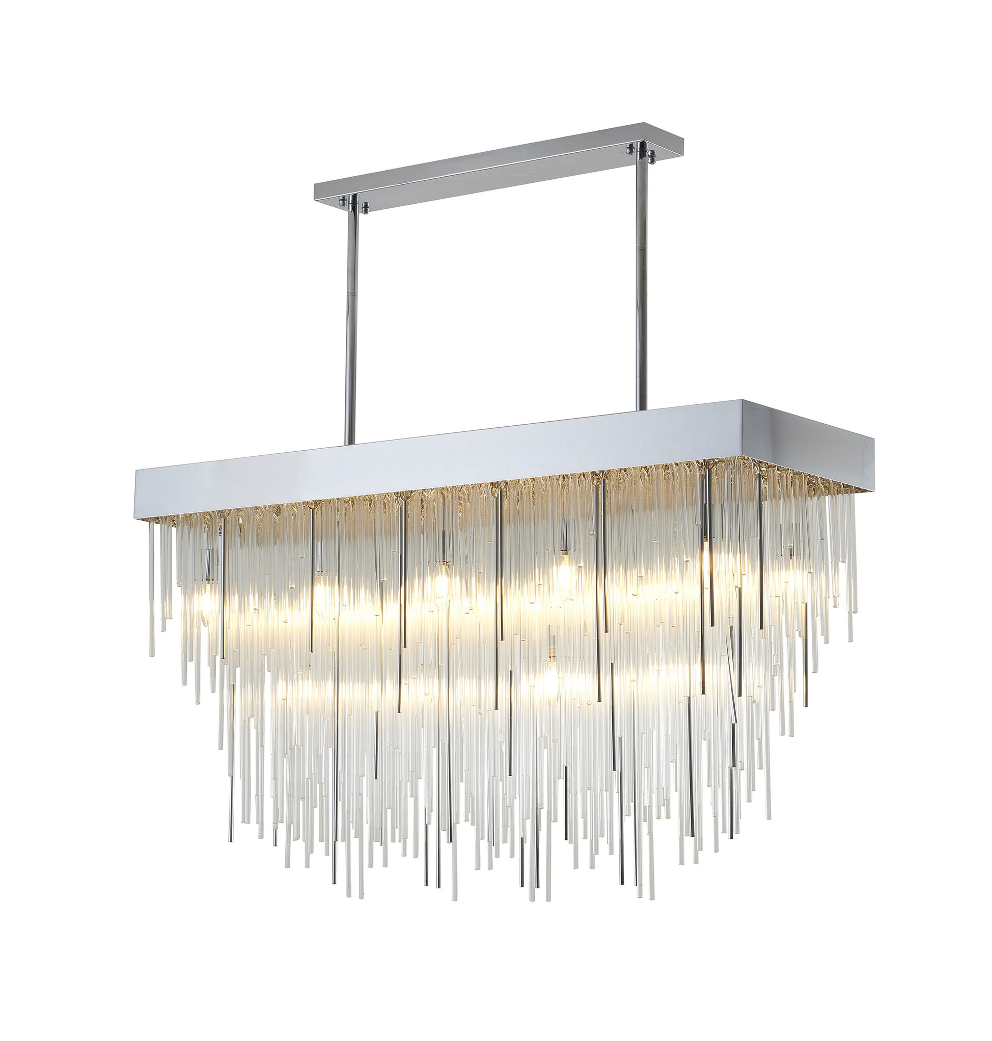 14-Light Chrome Rectangular Chandelier with Looped Glass - Contemporary ...