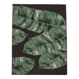 Tropical Outdoor Rug Jungle Leaves Design, 5'3"x7'7" - Tropical ...