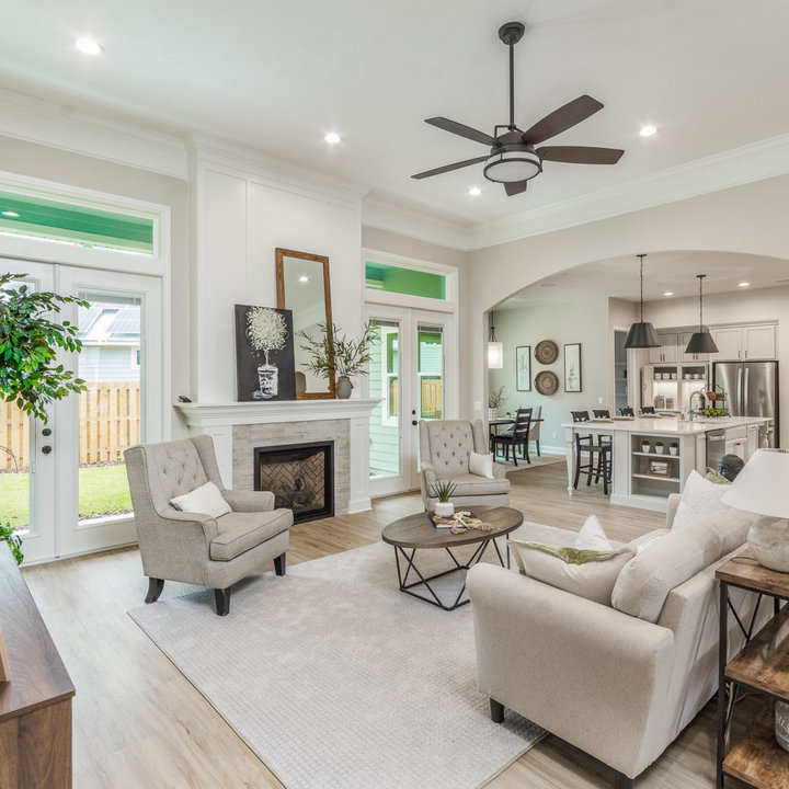 75 French Country Vaulted Ceiling Living Room Ideas You'll Love ...