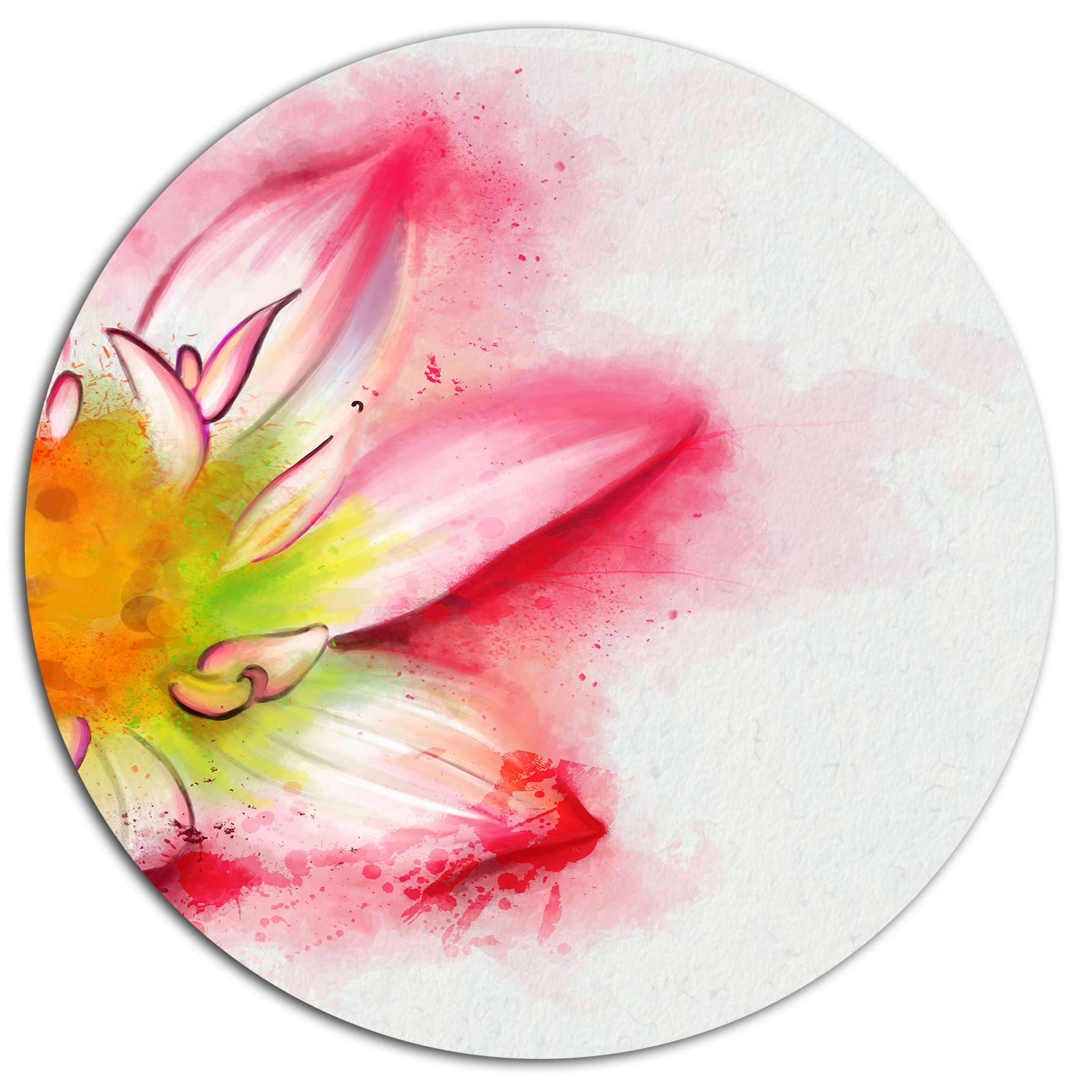 Beautiful Pink Flower Painting, Floral Disc Metal Wall Art, Disc of 36 ...