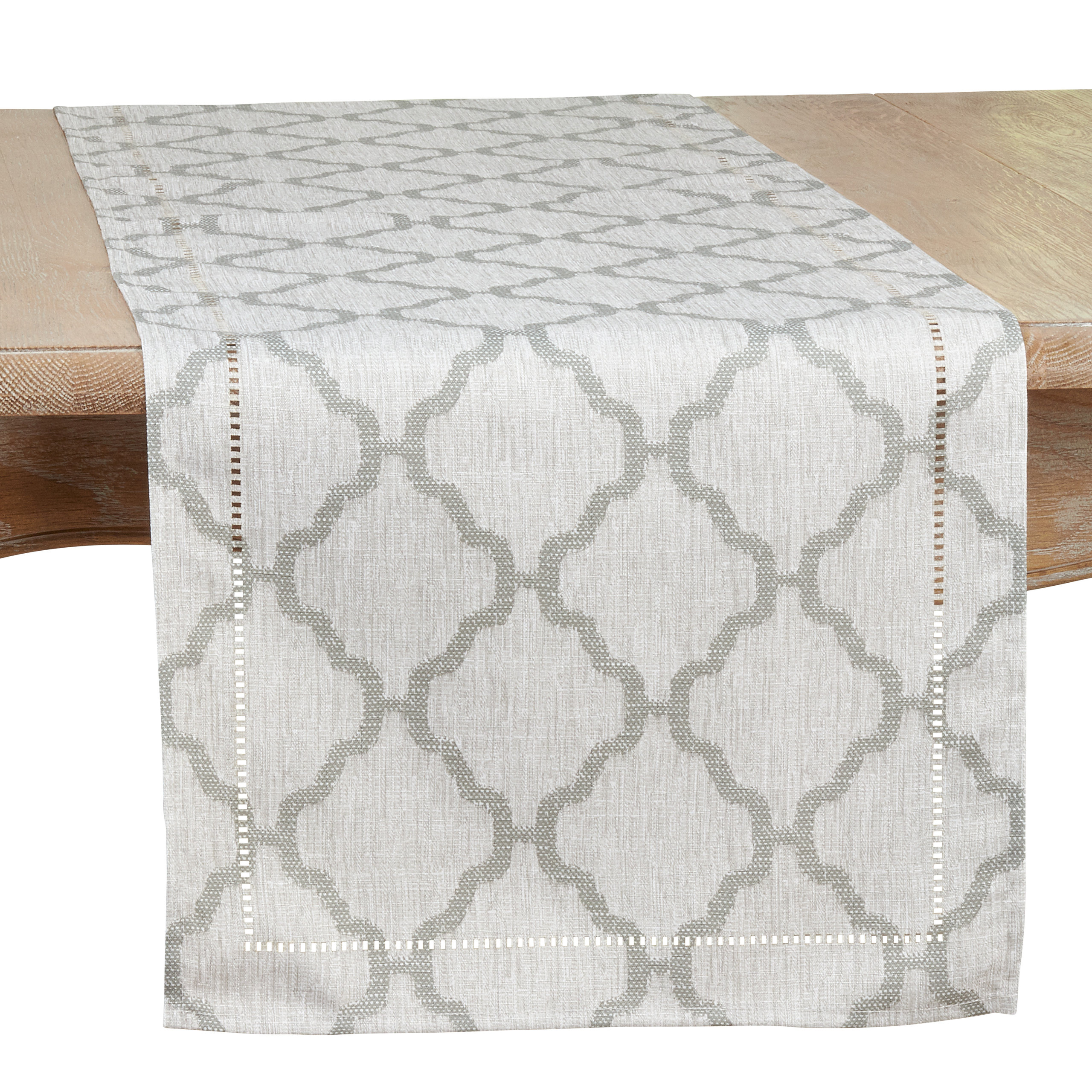 Runner With Laser-Cut Hemstitch Design, 16"x108" - Mediterranean ...