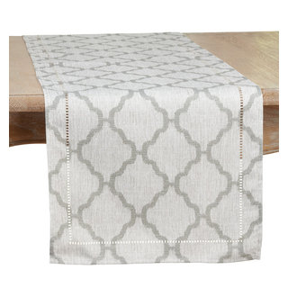 Runner With Laser-Cut Hemstitch Design, 16"x108" - Mediterranean ...