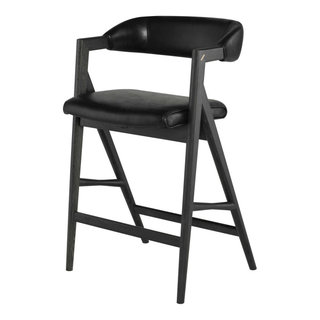 Anita Raven Leather Counter Stool - Midcentury - Bar Stools And Counter ...