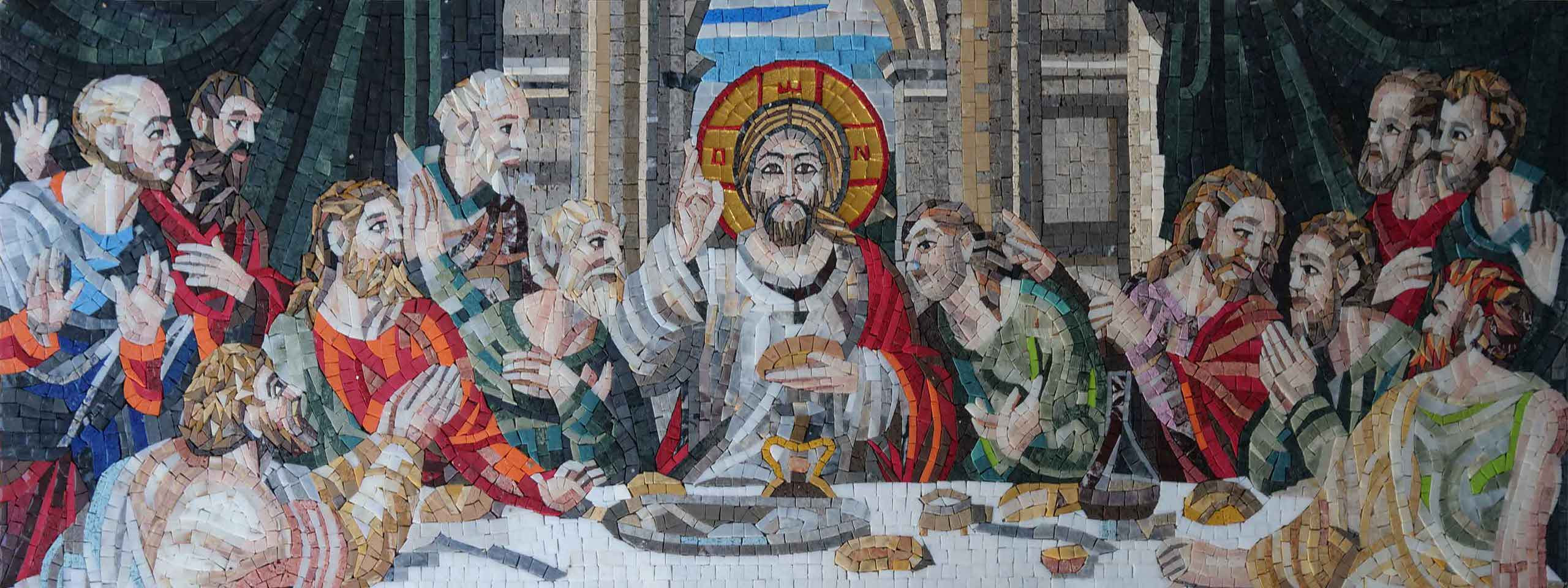 Mosaic Artwork - The Last Supper, 61" x 23" - Contemporary - Tile ...