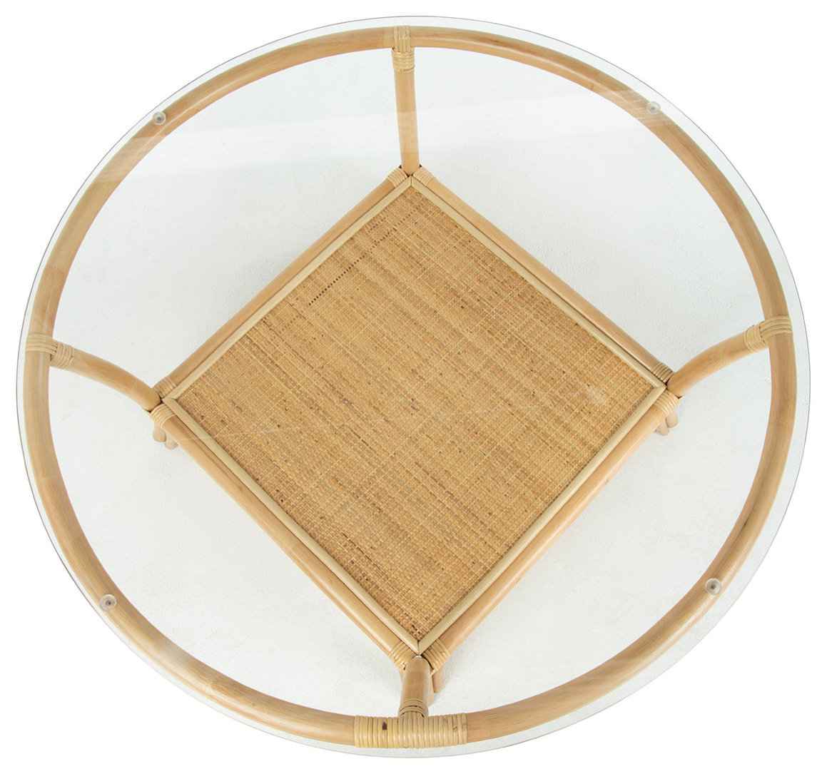 Visayas Rattan Coffee Table with Glass Top, Natural - Tropical - Coffee ...