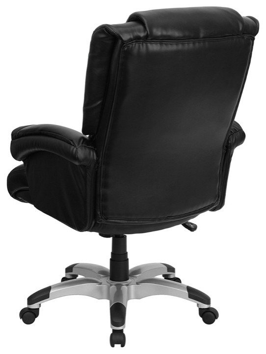 Black Leather OverStuffed Executive Swivel Ergonomic Office Chair ...