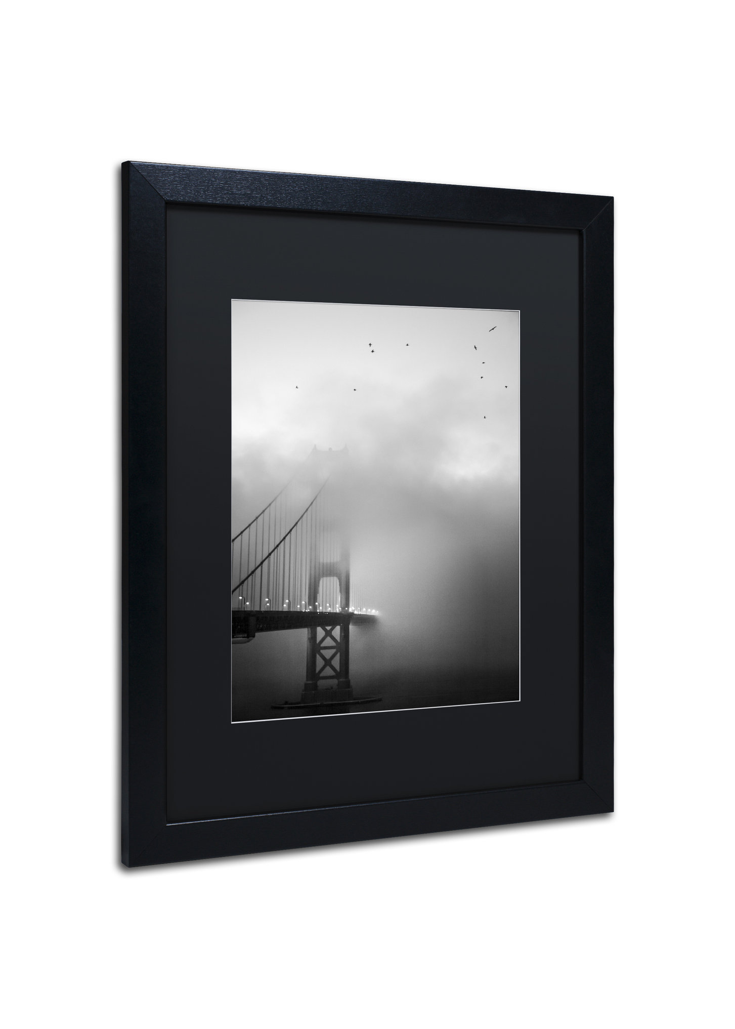 "Golden Gate and Birds" Matted Framed Canvas Art by Moises Levy, 16"x20 ...