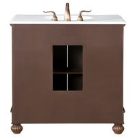 48" Single Bathroom Vanity, Teak Color With ivory white engineered ...