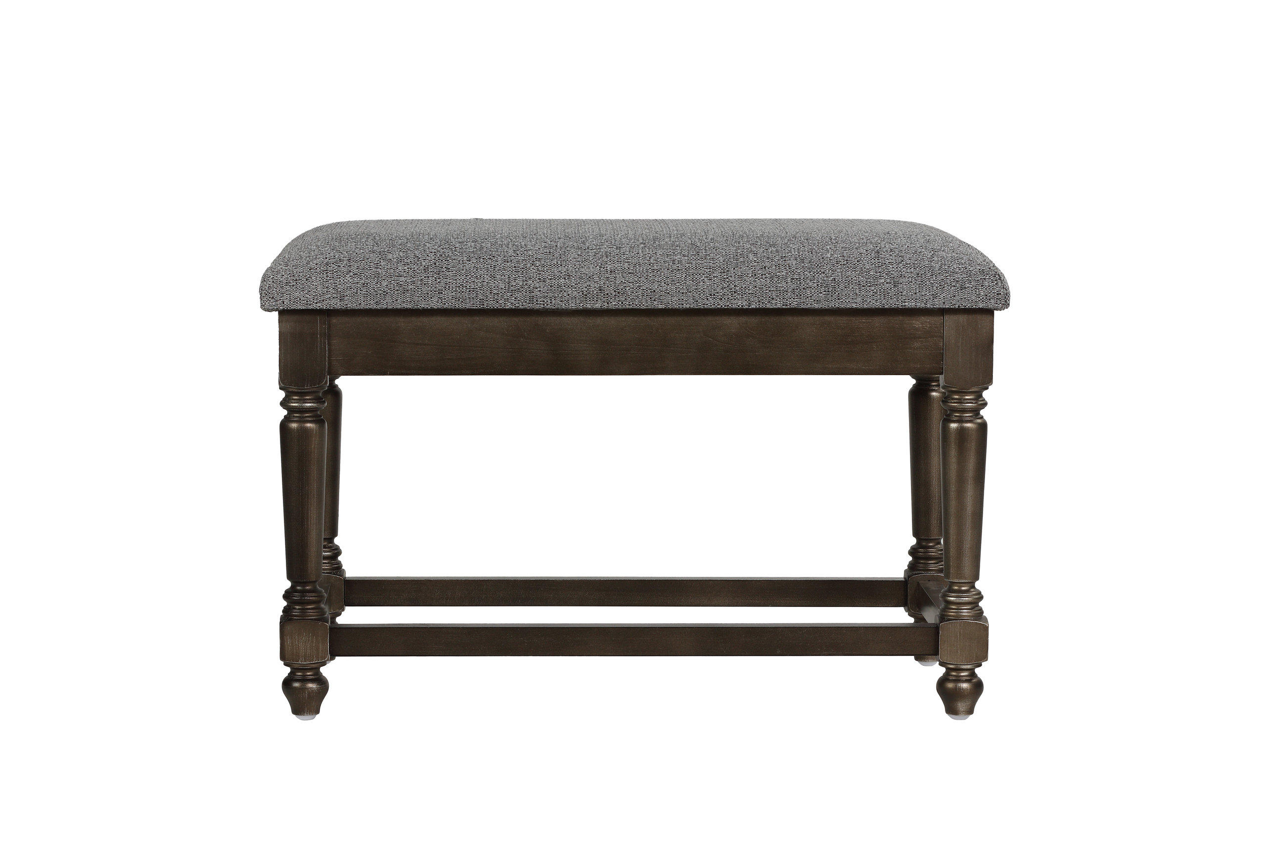 Cortesi Home Enza Bench, Bronze Brown Color With Gray Fabric Cushion ...