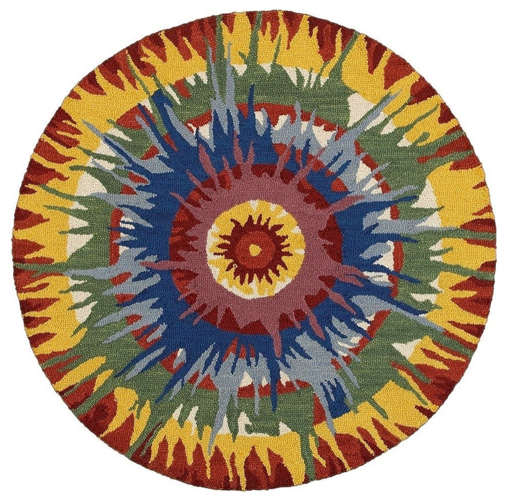 6" Round Multicolored Burst Area Rug - Contemporary - Area Rugs - by ...