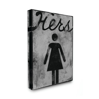 Stupell Industries Hers Distressed Bathroom Sign, 30"x40" - Farmhouse ...
