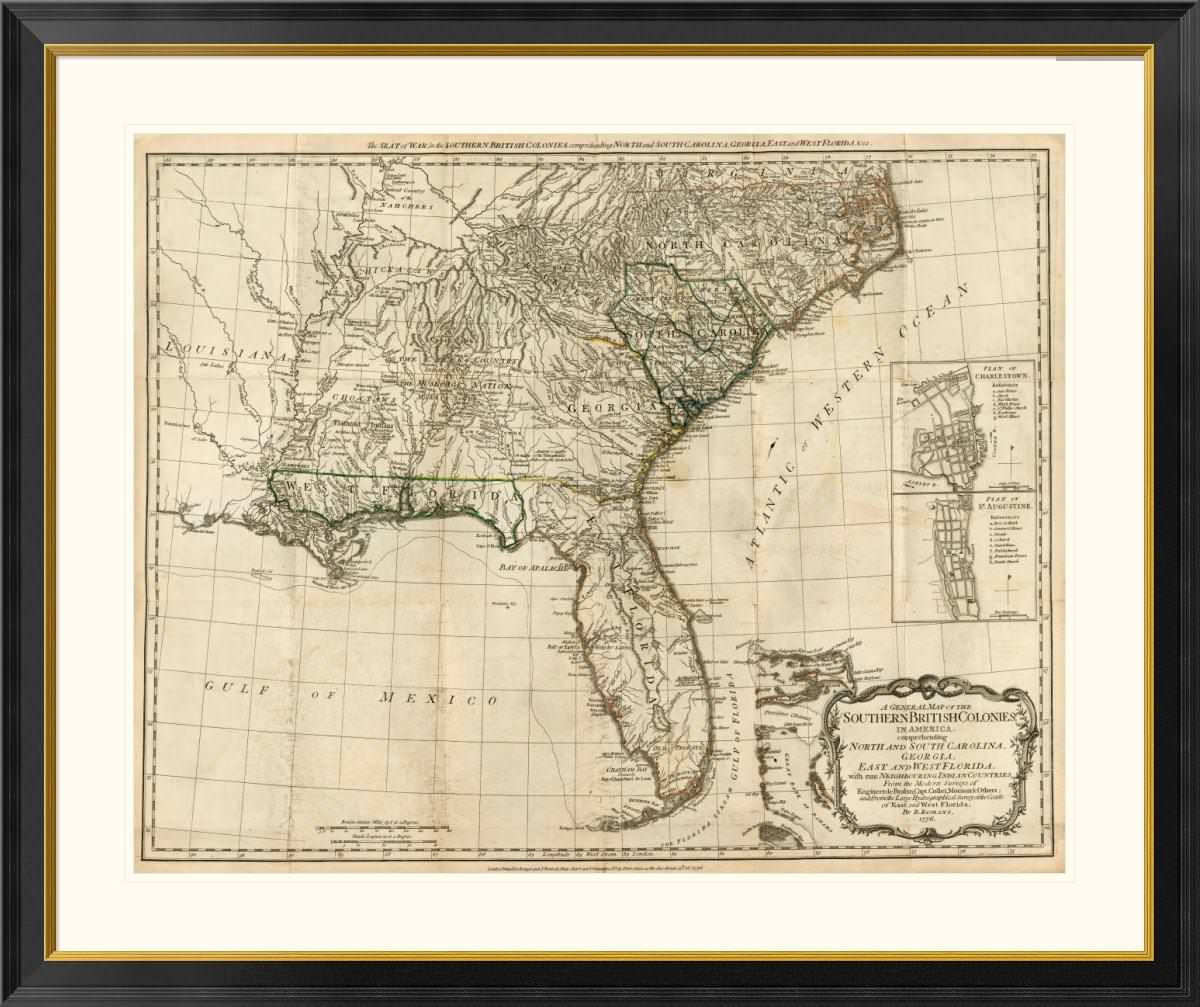 A General Map Of The Southern British Colonies, In America, 1776, 26"x1 ...