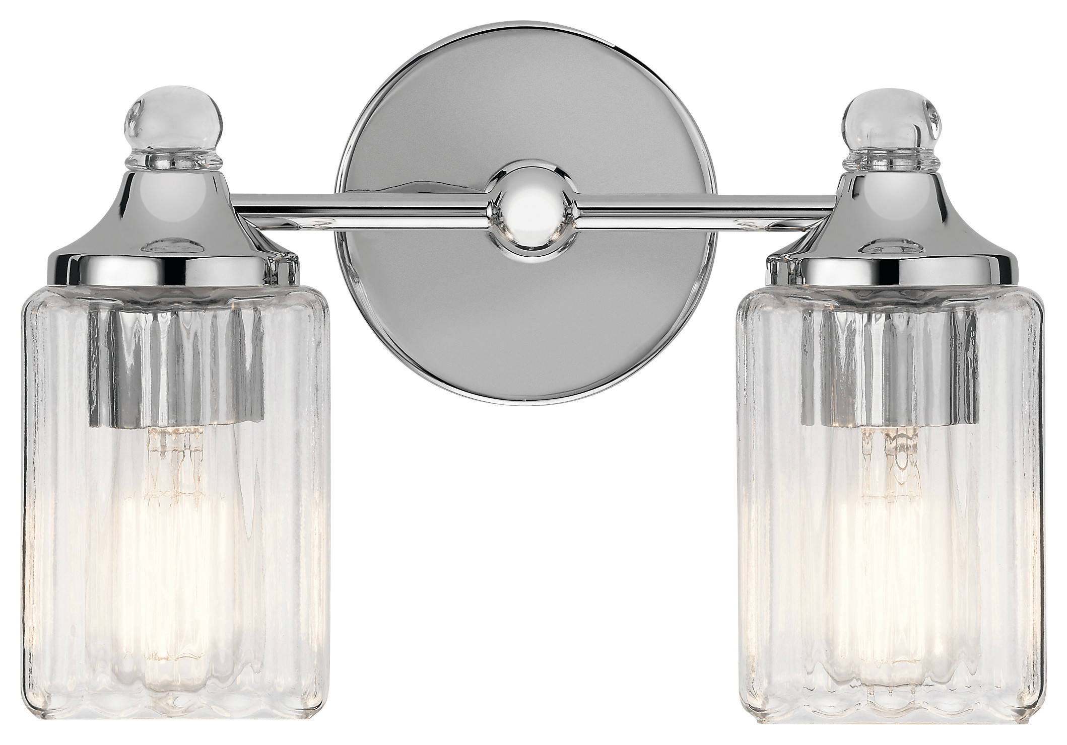 Riviera 2-Light Bath Vanity Chrome Clear Ribbed Glass - Transitional ...