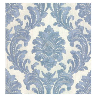 Milano Light Blue Damask Wallpaper, Swatch - Traditional - Wallpaper ...