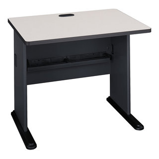Slate and White C-Leg Desk With Grommet and Integrated Cable Management ...