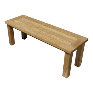 Reclaimed Teak Backless Bench, Natural, 51" - Transitional - Outdoor ...