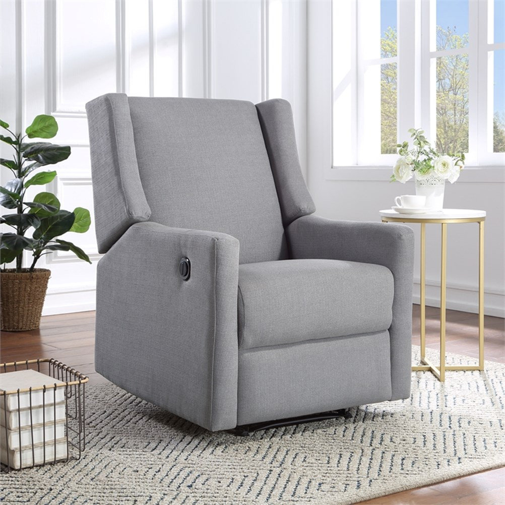 Suite Bebe Pronto Contemporary Wood and Fabric Power Recliner in Oyster ...