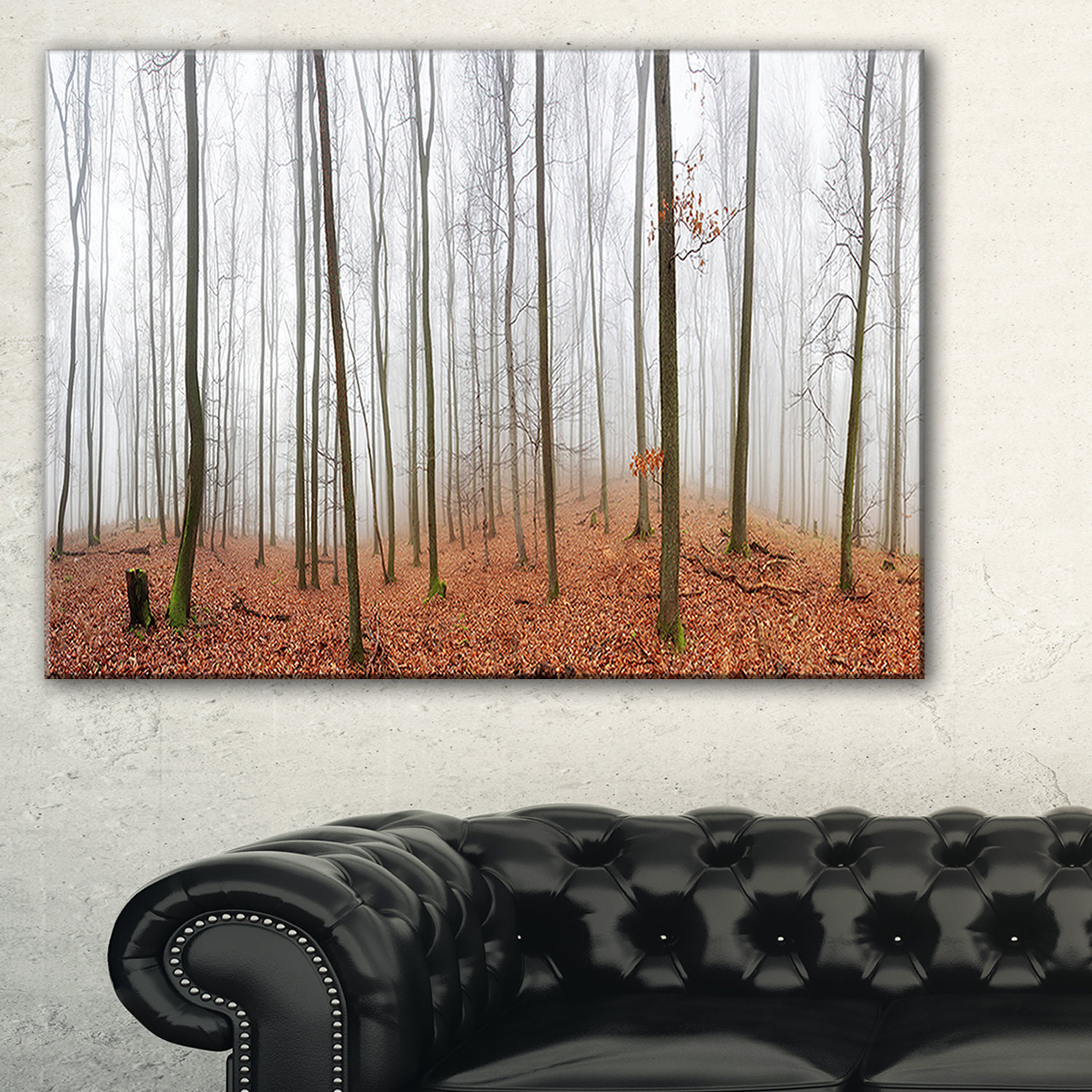 "Fall Forest With Trees At Mist" Oversized Forest Wall Art, 32"x16 ...